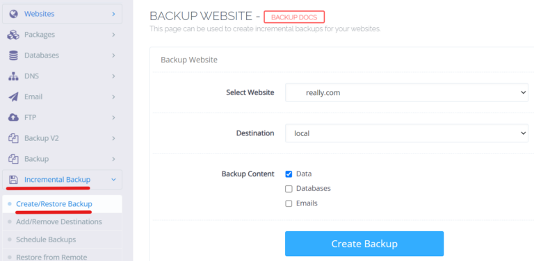 How to Create Local Incremental Backups in CyberPanel - Knowledge Base