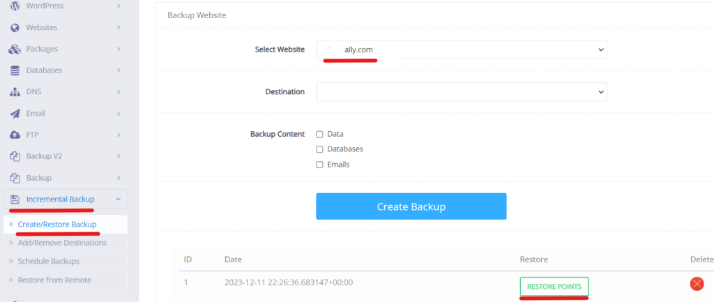 How to Create Local Incremental Backups in CyberPanel - Knowledge Base