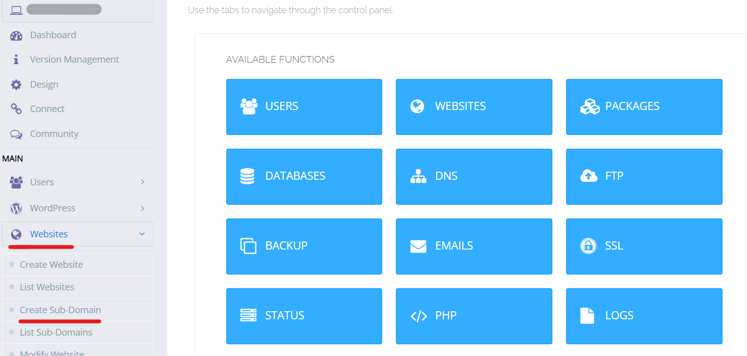 Subdomain Management in CyberPanel
