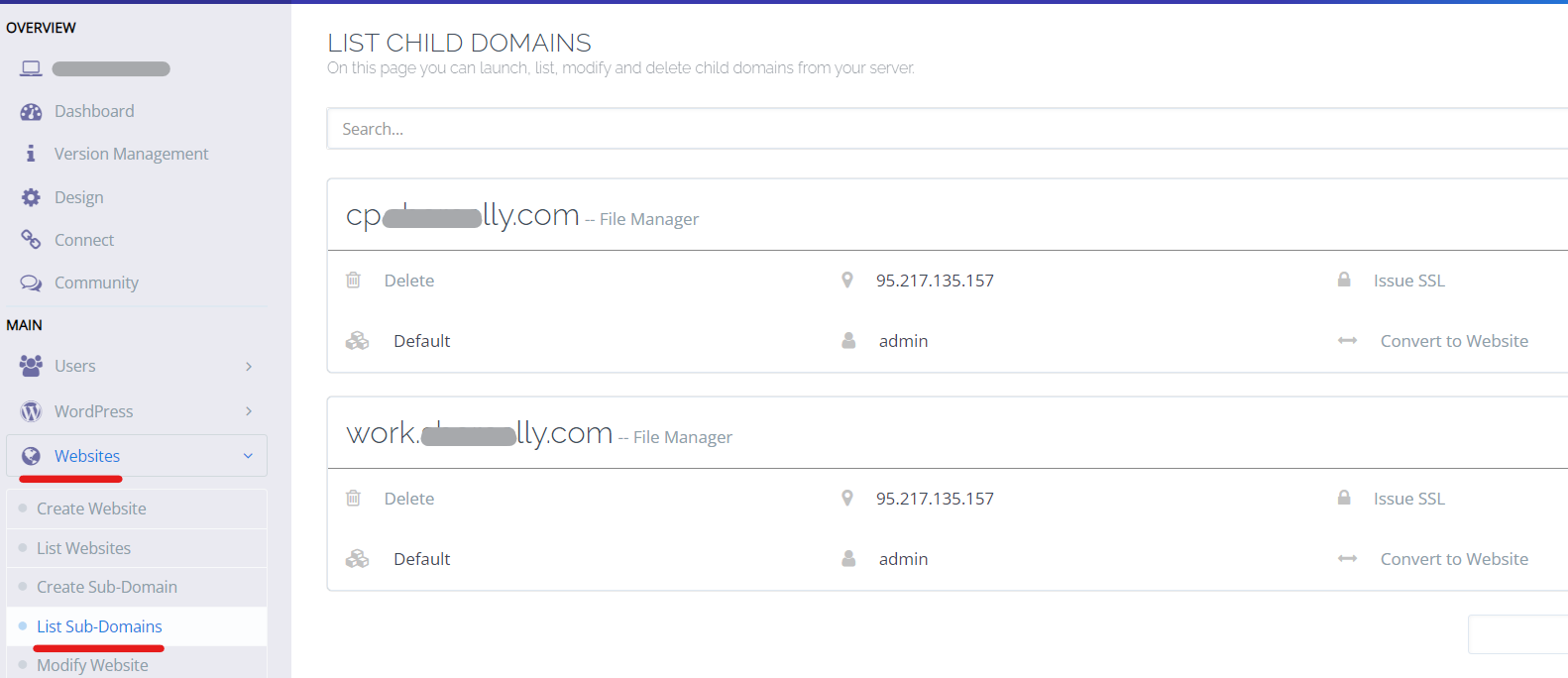 Subdomain Management in CyberPanel