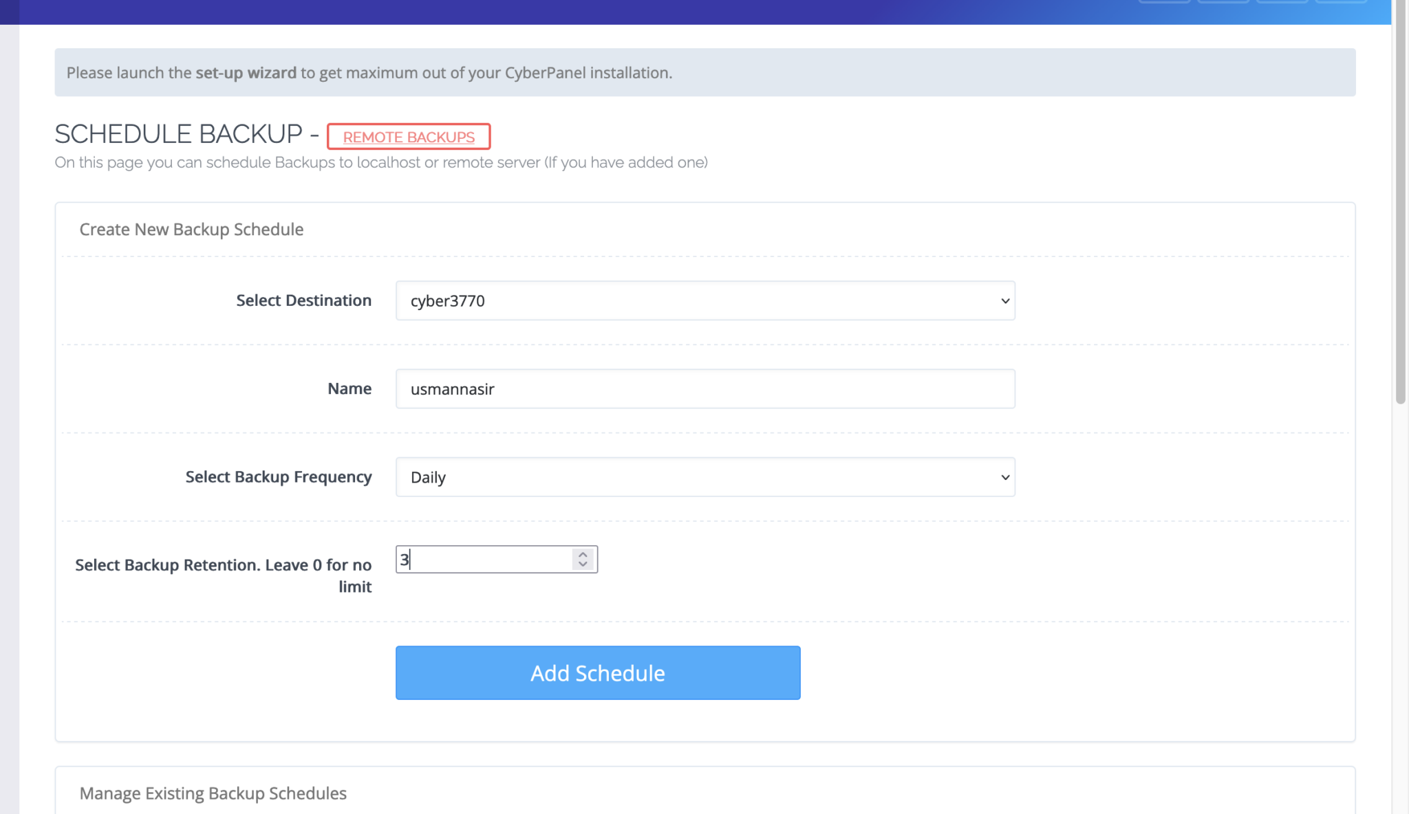 Schedule Backups: Local or SFTP - Knowledge Base