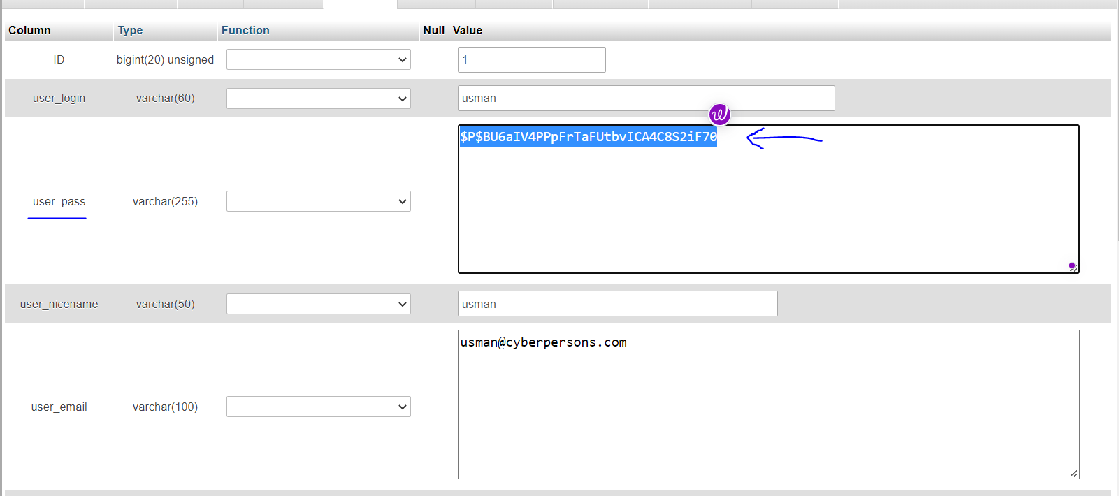 How To Change WordPress User Password from Database?