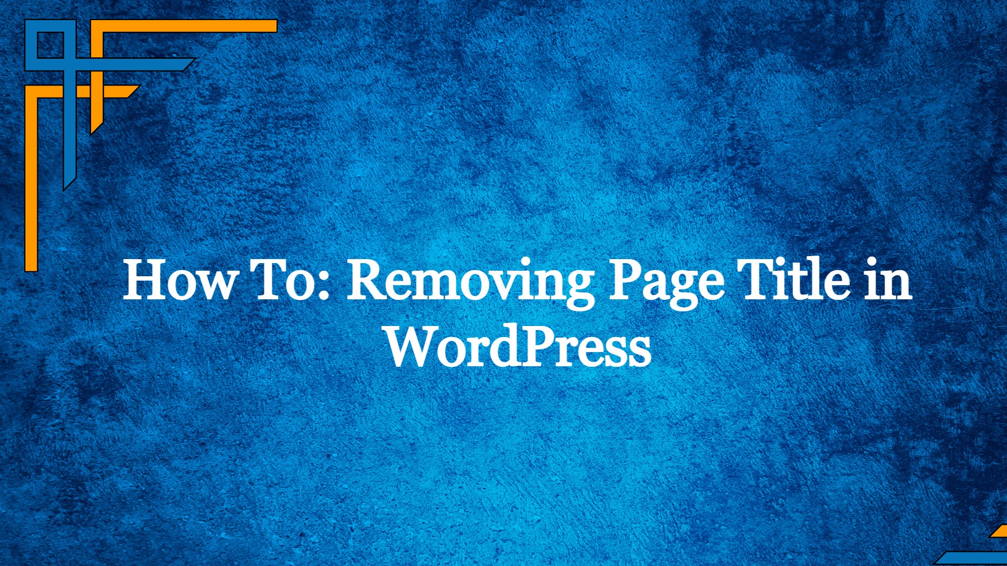 How To Removing Page Title In WordPress